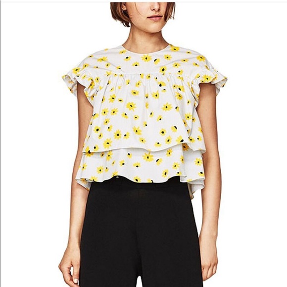 Zara | Tops | Zara Trafaluc Collection Sunflower Top | Poshmark